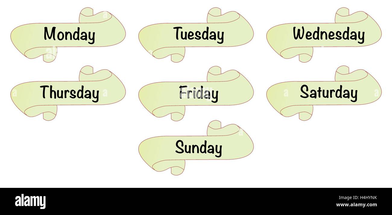 The days of the week on a scroll Stock Vector Image & Art - Alamy