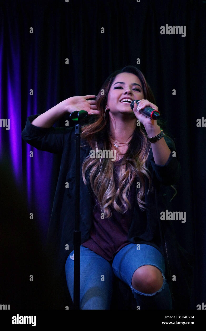 Singer Becky G. performing at a radio station on September 30th, 2015 ...
