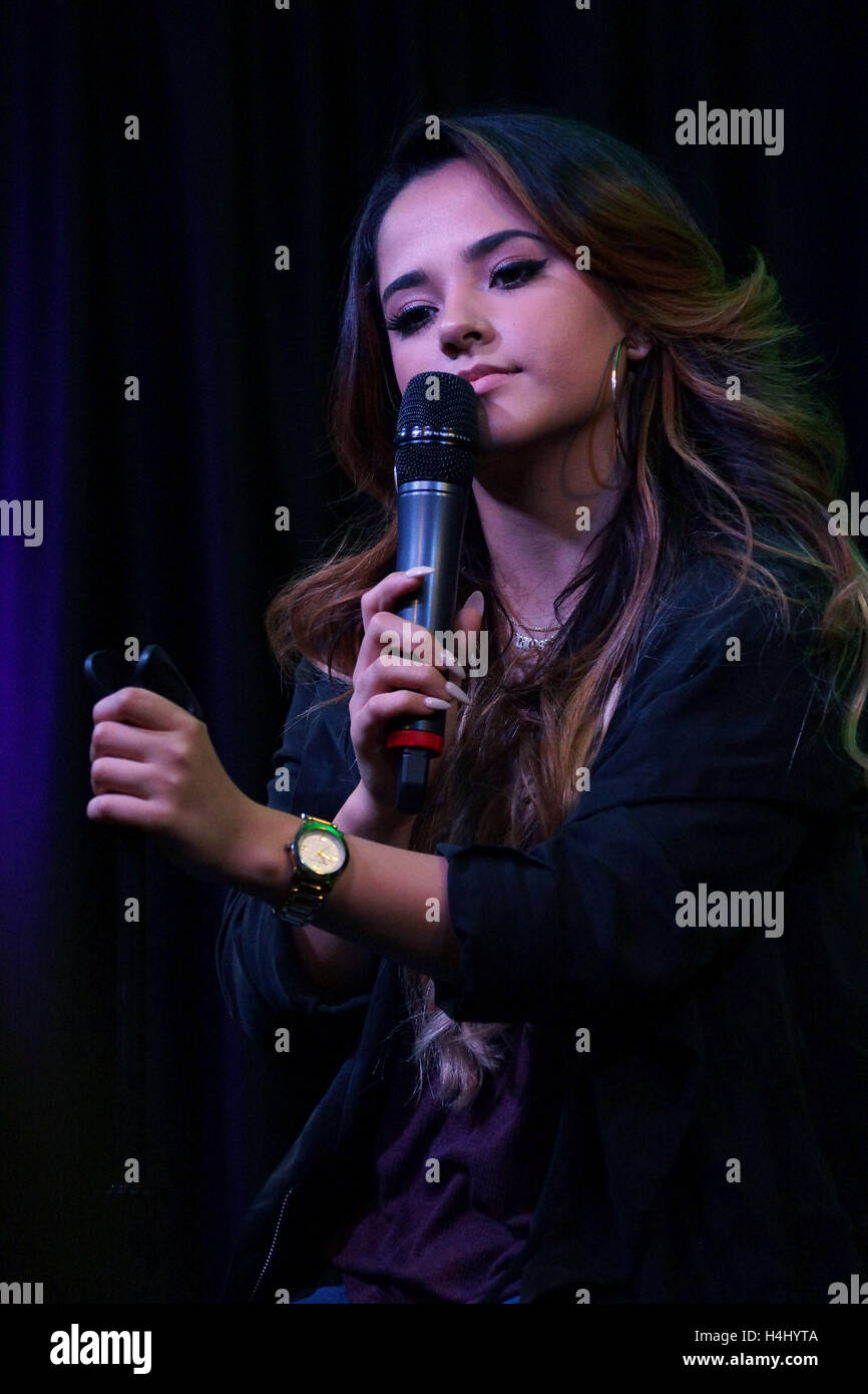 Singer Becky G. performing at a radio station on September 30th, 2015 ...