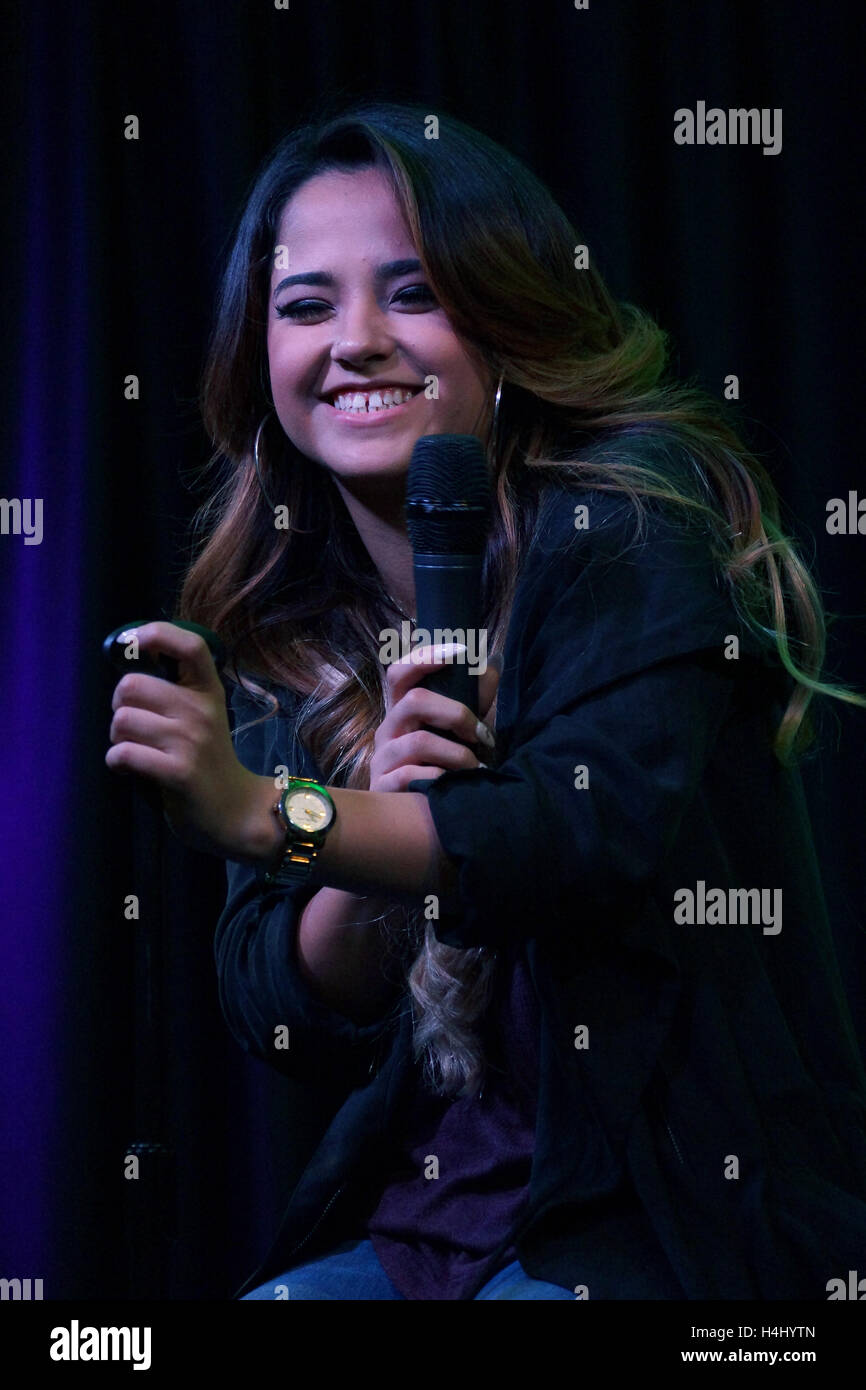 Singer Becky G. performing at a radio station on September 30th, 2015 ...
