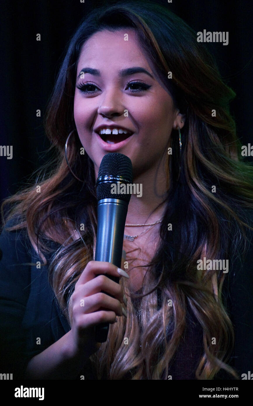 Singer Becky G. performing at a radio station on September 30th, 2015 ...