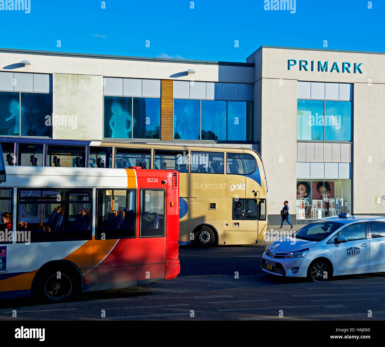 Buses outside Primark and the Willow Place Shopping Centre,Corby ...