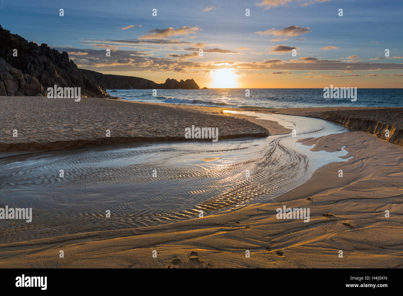 Porthcurno Beach; Dawn; Cornwall; UK Stock Photo - Alamy