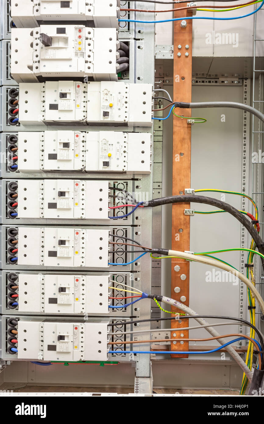 electrical cabinet with fuseboard equipment in an building Stock Photo ...