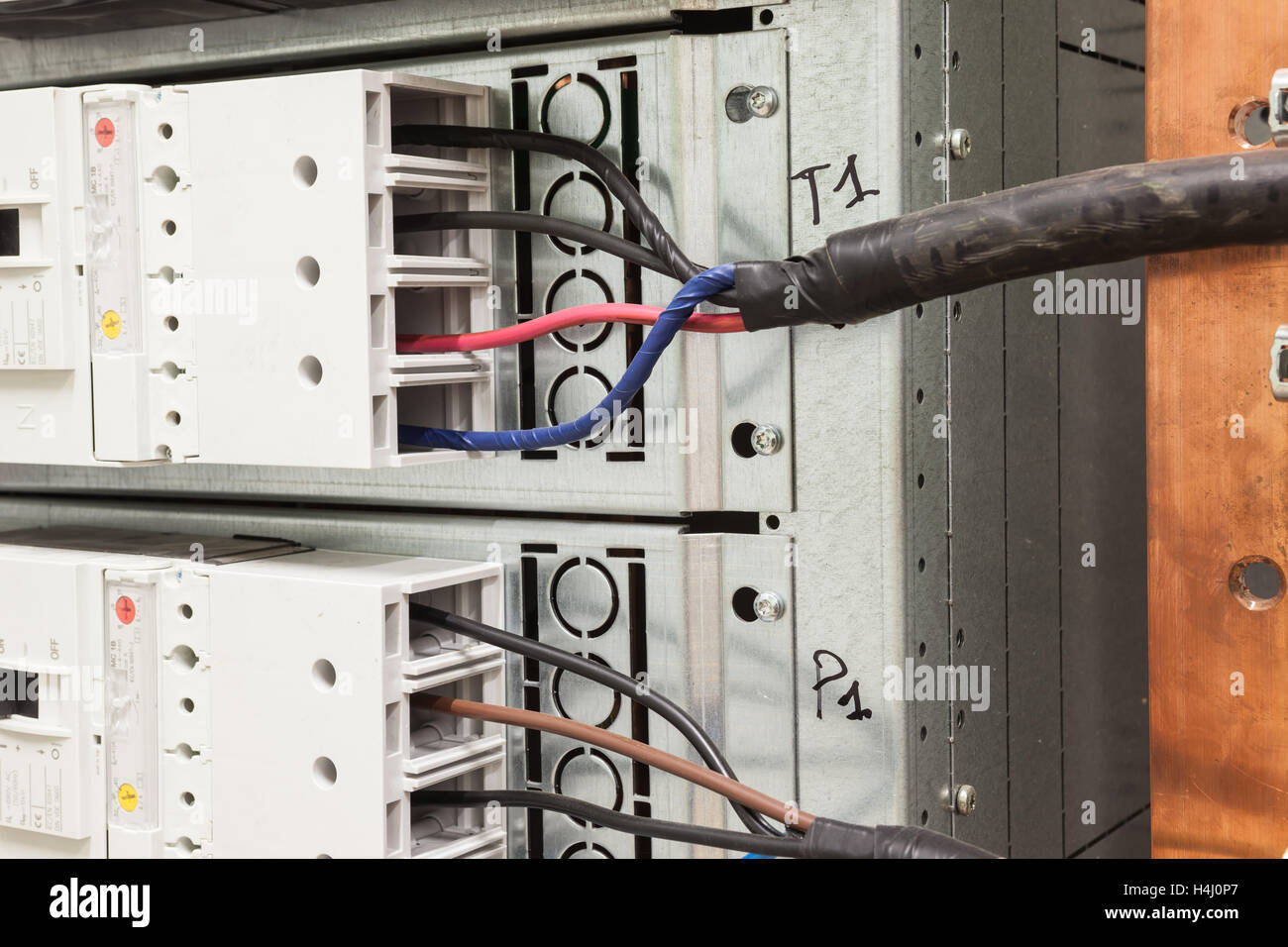 electrical cabinet with fuseboard equipment in an building Stock Photo ...