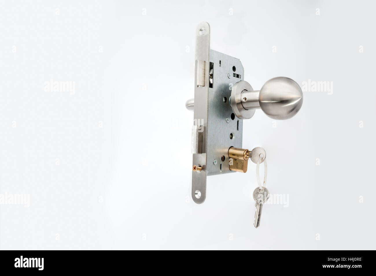 an security lock with cylinder and key door handle Stock Photo - Alamy