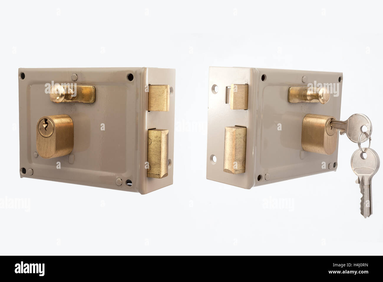 an security lock with cylinder and key door handle Stock Photo - Alamy