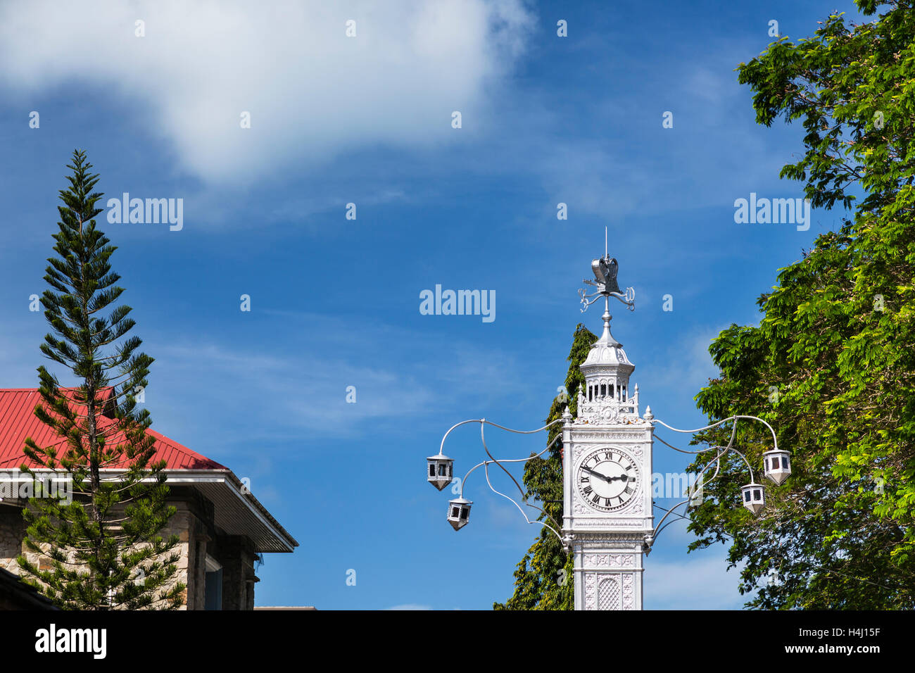 The clock tower of Victoria also known as little Big Ben in Mahe ...