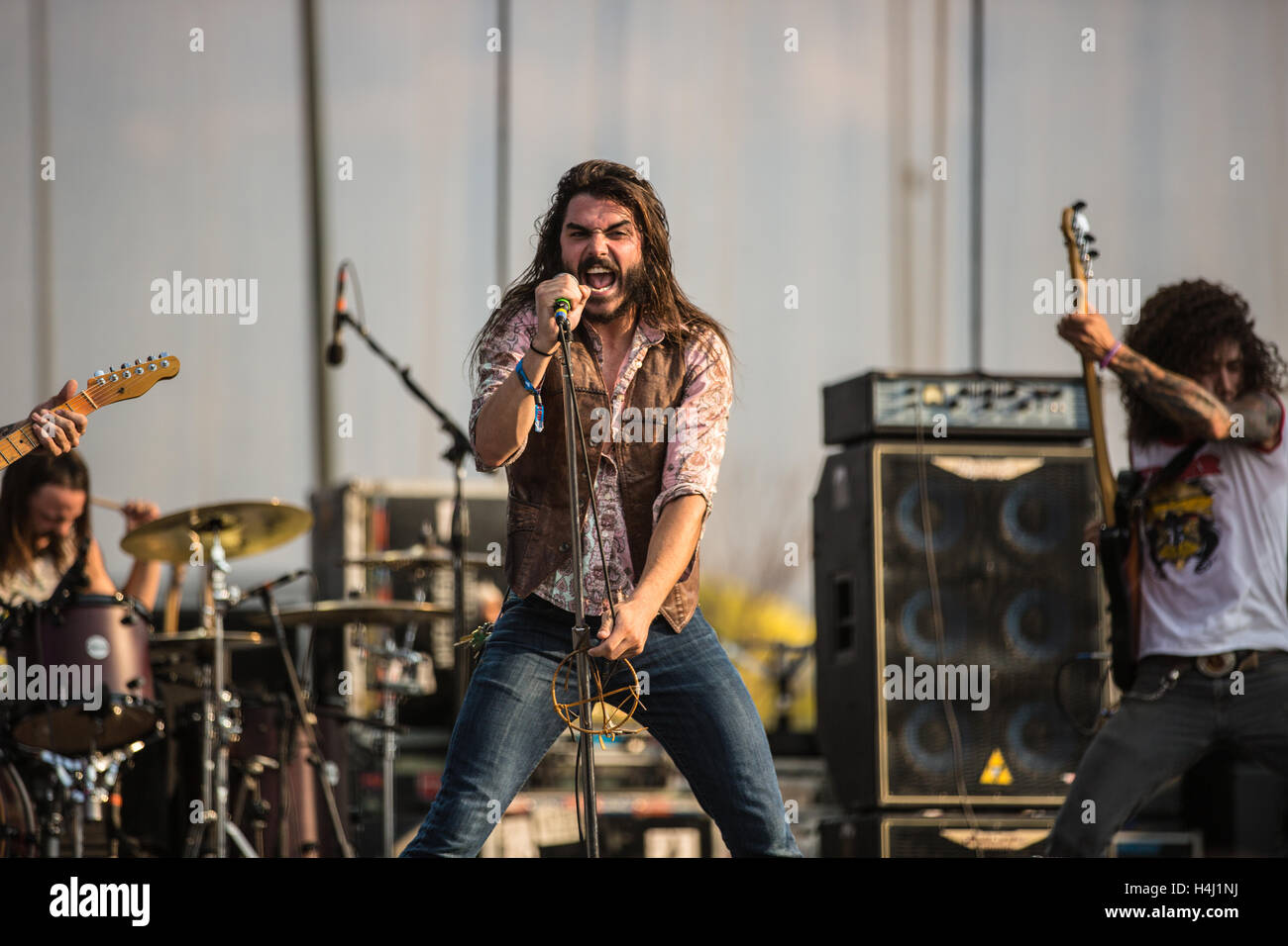 Brandon Yeagley of Crobot performs at RIOT Fest on Friday, August 28th ...