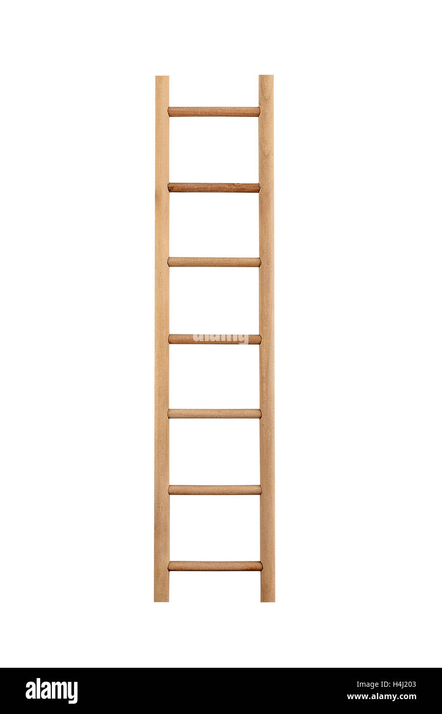 Wooden ladder isolated isolated on a white background Stock Photo - Alamy