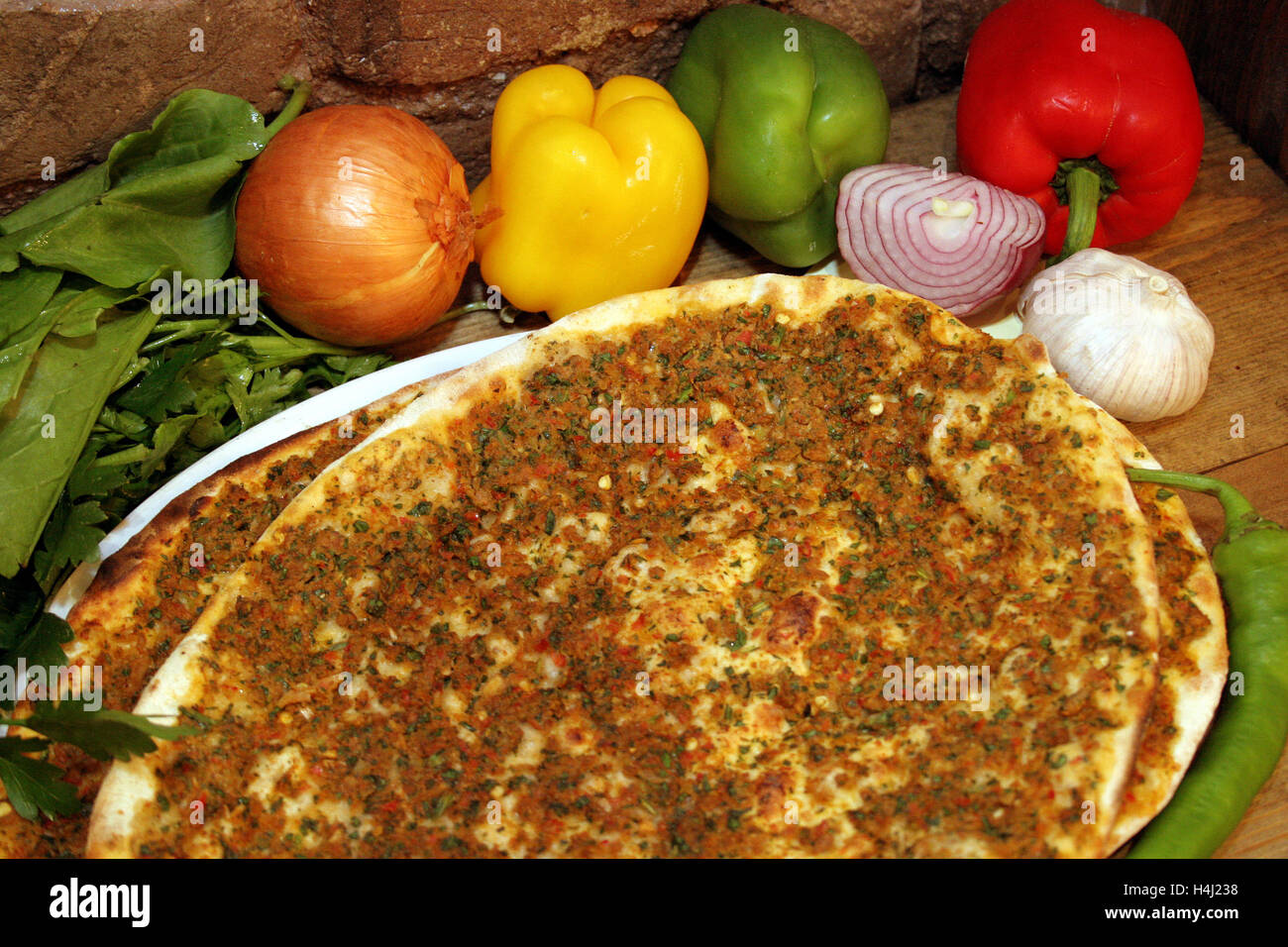 Turkish flatbread lahmacun with minced meat hi-res stock photography ...
