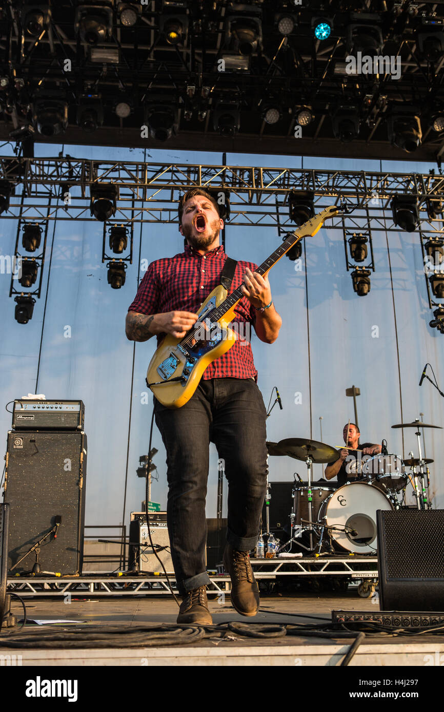Dustin Kensrue of Thrice performs at RIOT Fest on Friday, August 29th ...