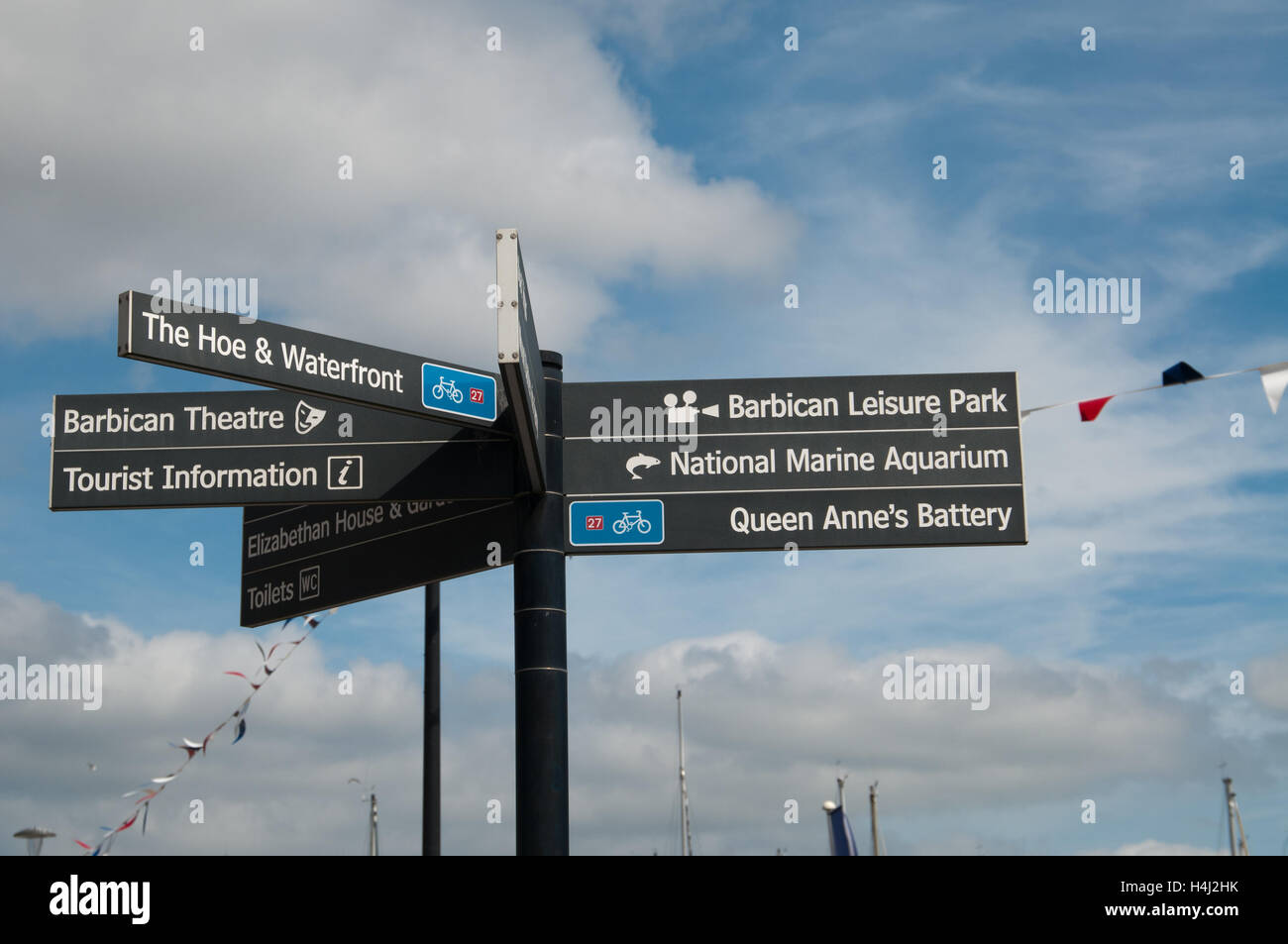 Directions sign in Plymouth Stock Photo - Alamy