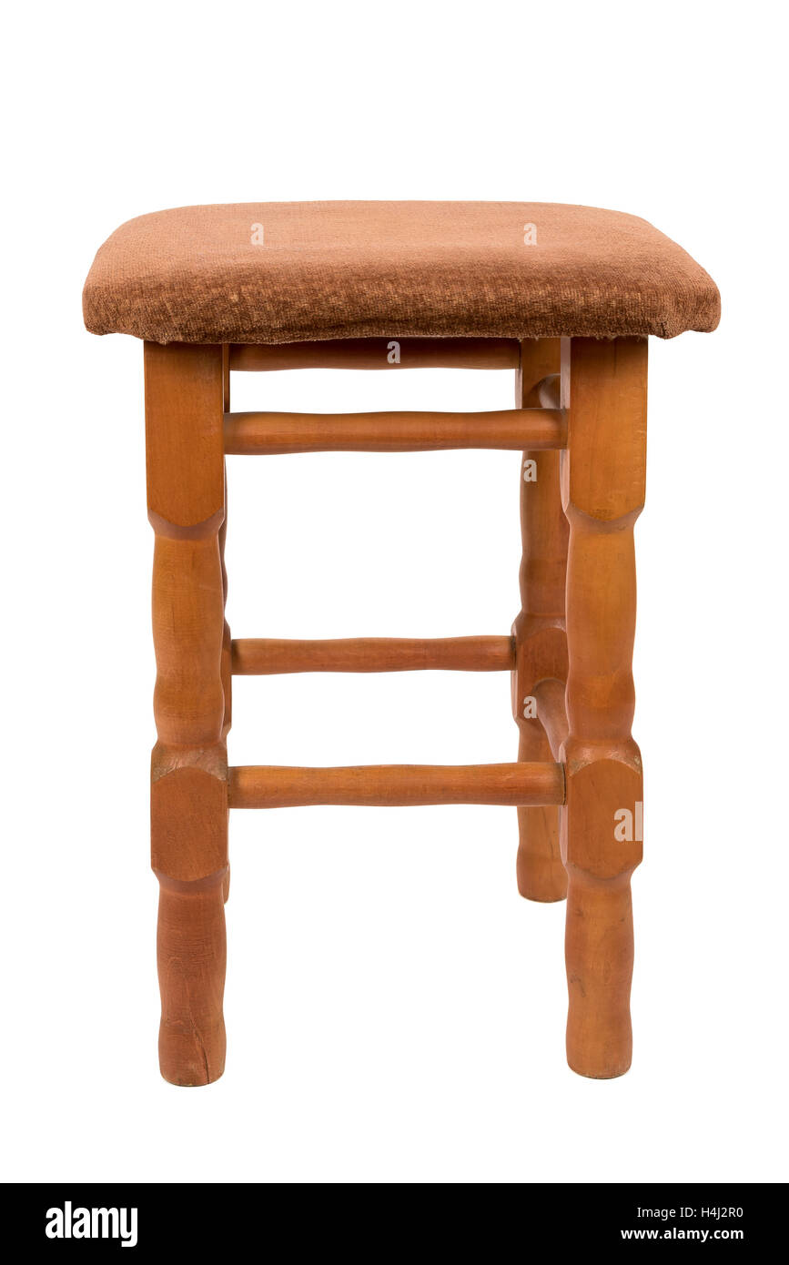 Wooden stool isolated on white background with clipping path Stock ...