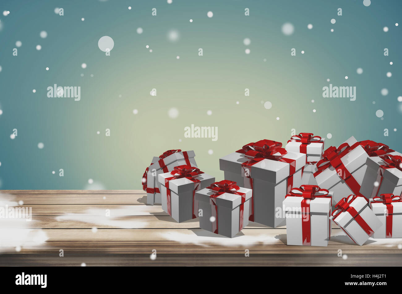 3d render winter christmas gifts Stock Photo - Alamy