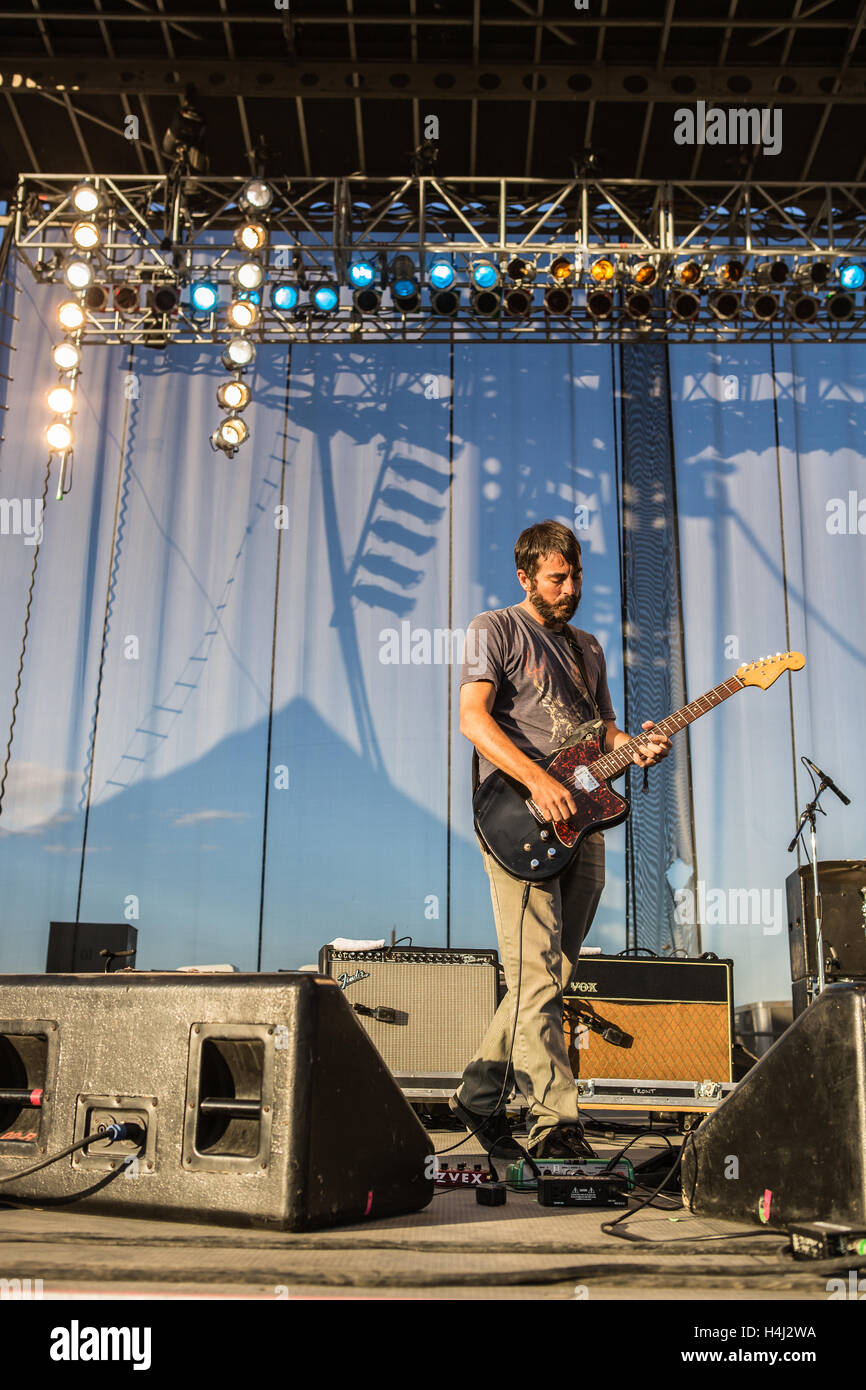 Mark Smith of Explosions in the Sky performs at RIOT Fest on Sunday ...
