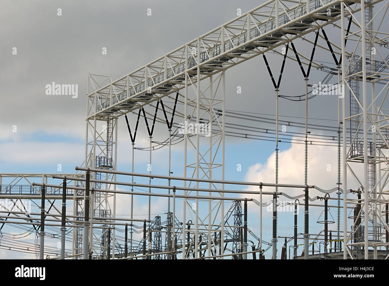 Electric lines above Stock Photo - Alamy