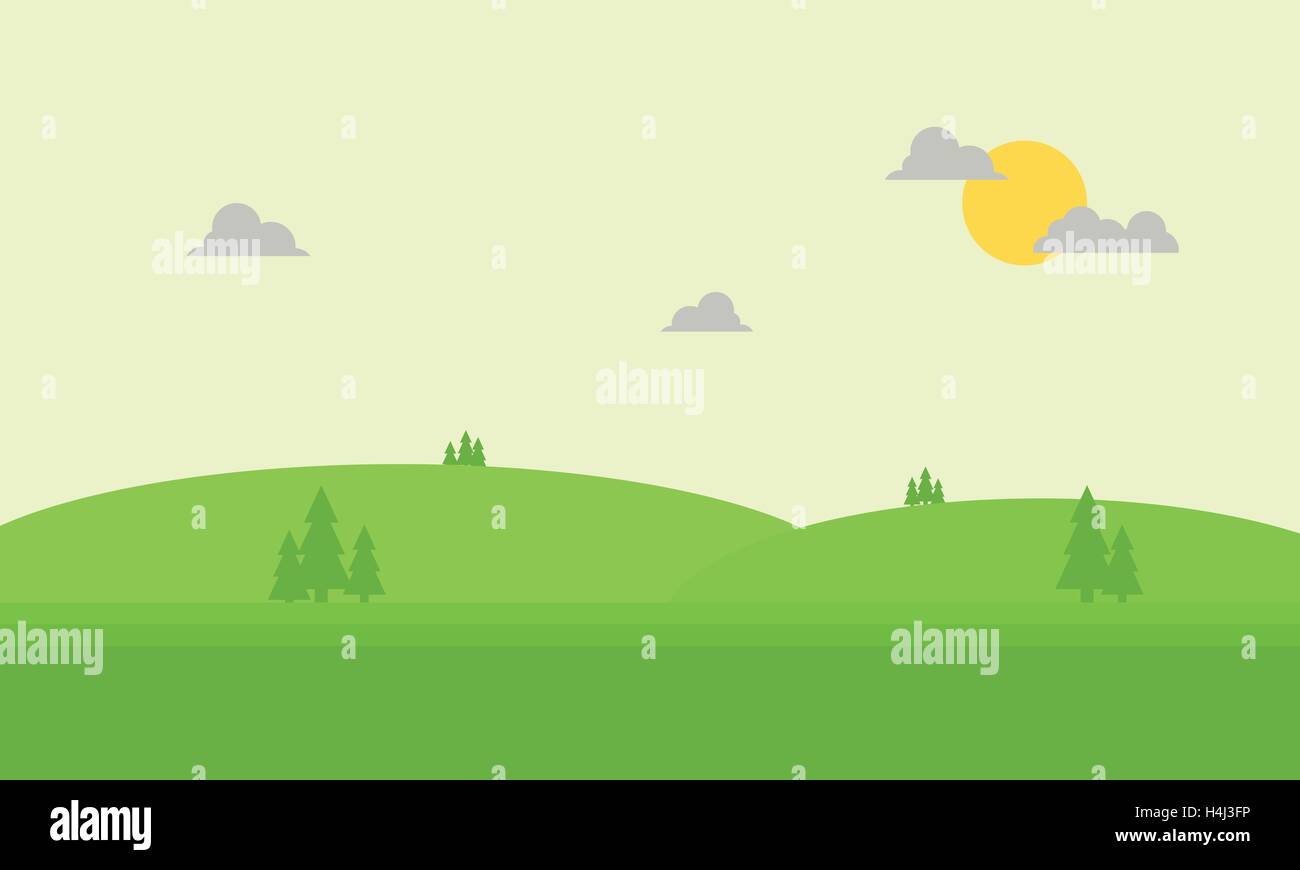 Beautiful hill landscape vector flat Stock Vector Image & Art - Alamy