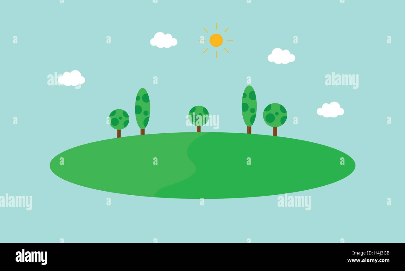 Simple hill landscape vector flat Stock Vector Image & Art - Alamy