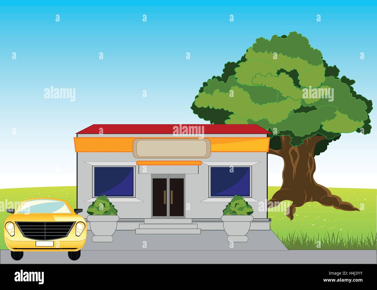 The Small shop on road in field.Vector illustration Stock Vector Image ...