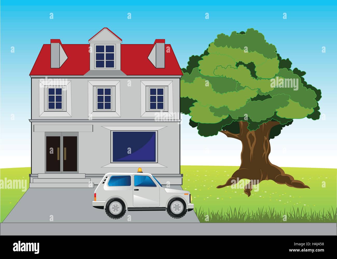 The House mansion and car on nature.Vector illustration Stock Vector ...