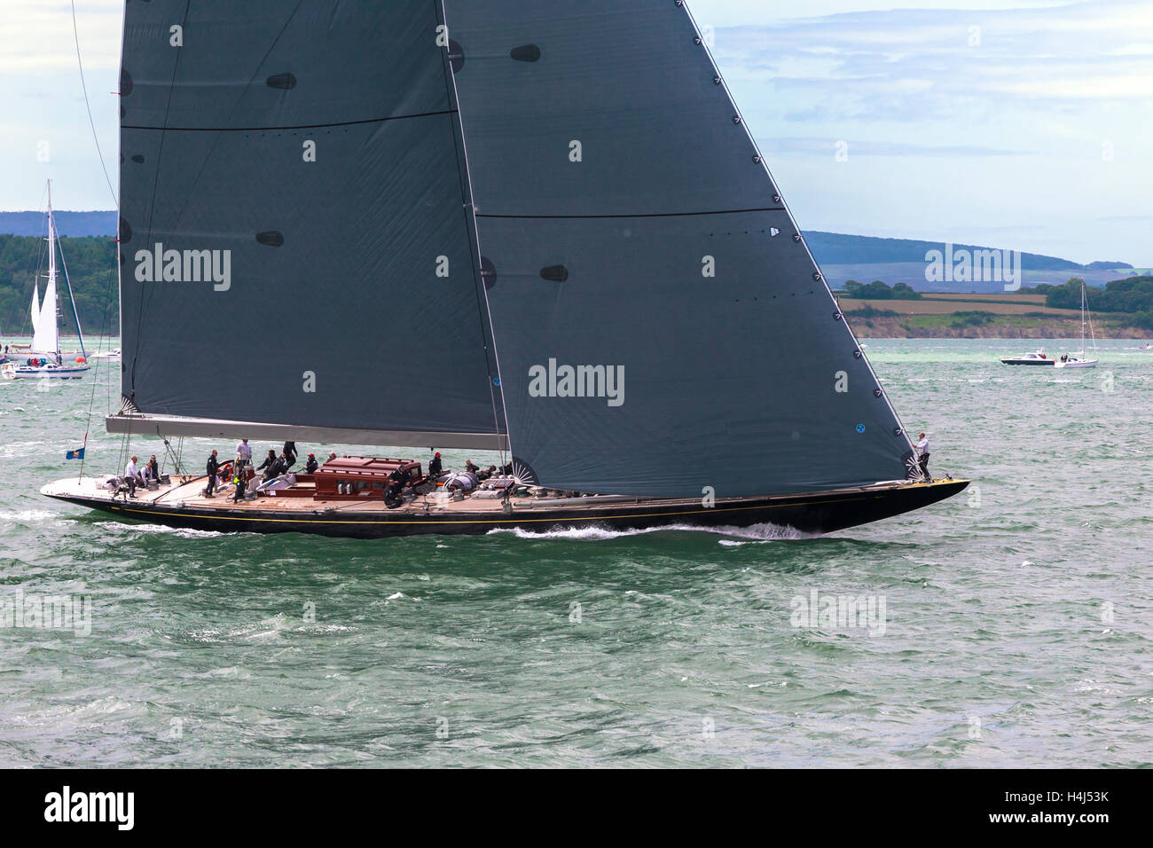 J-Class yacht "Rainbow" manoeuvring before the start of Race 2 of the J ...