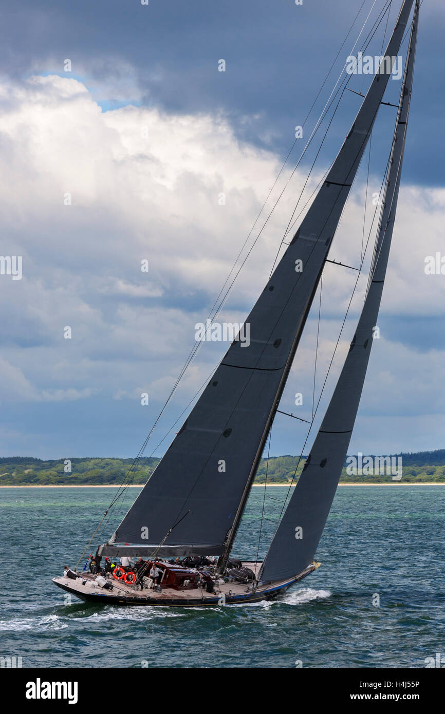 J-Class yacht "Rainbow" manoeuvring before the start of Race 2 of the J ...