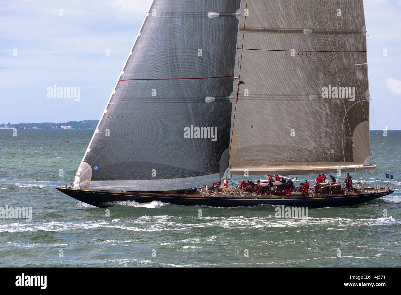J-Class yacht "Velsheda" (JK7) reaching down the line before the start ...