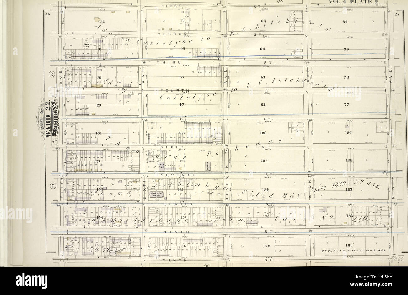 Vol. 4. Plate, E. Map bound by First St., Ninth Ave., Tenth St., Fifth ...