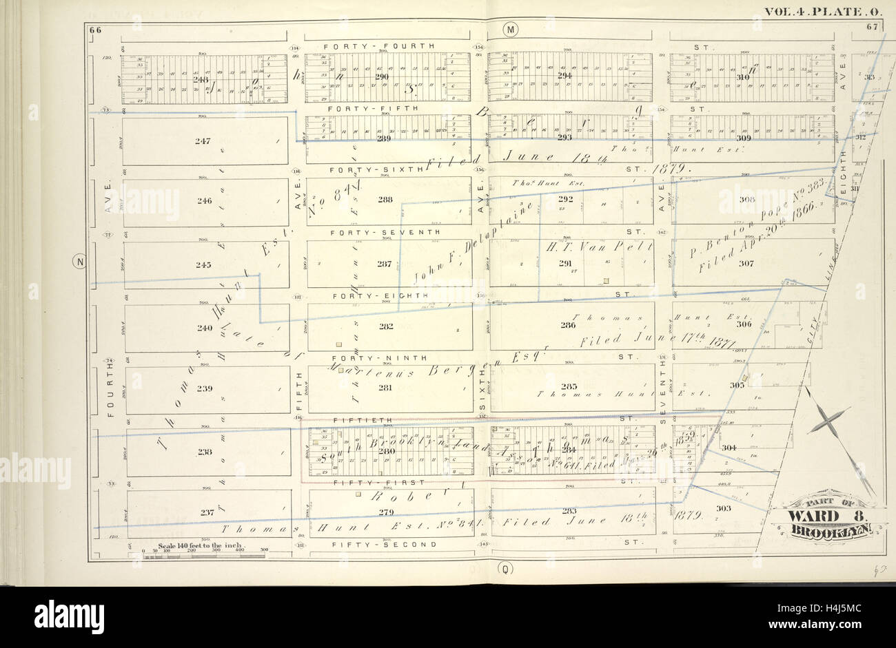 Vol. 4. Plate, O. Map bound by Forty-Fourth St., City Line, Fifty ...