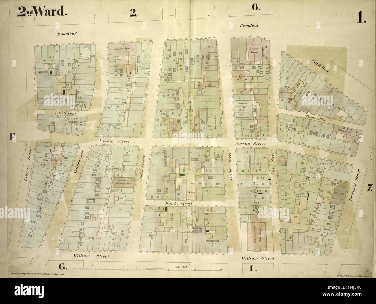 2nd Ward. Plate 1: Map bounded by Broadway, Parks Row, Beekman Street ...