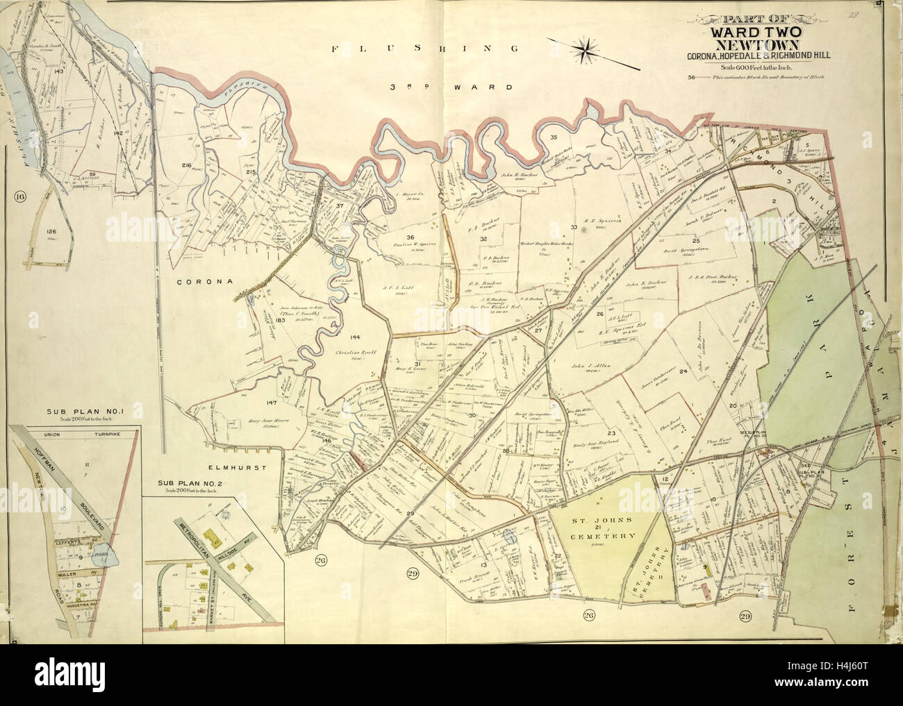 Queens, Vol. 2, Double Page Plate No. 28; Part of Ward Two Newtown ...