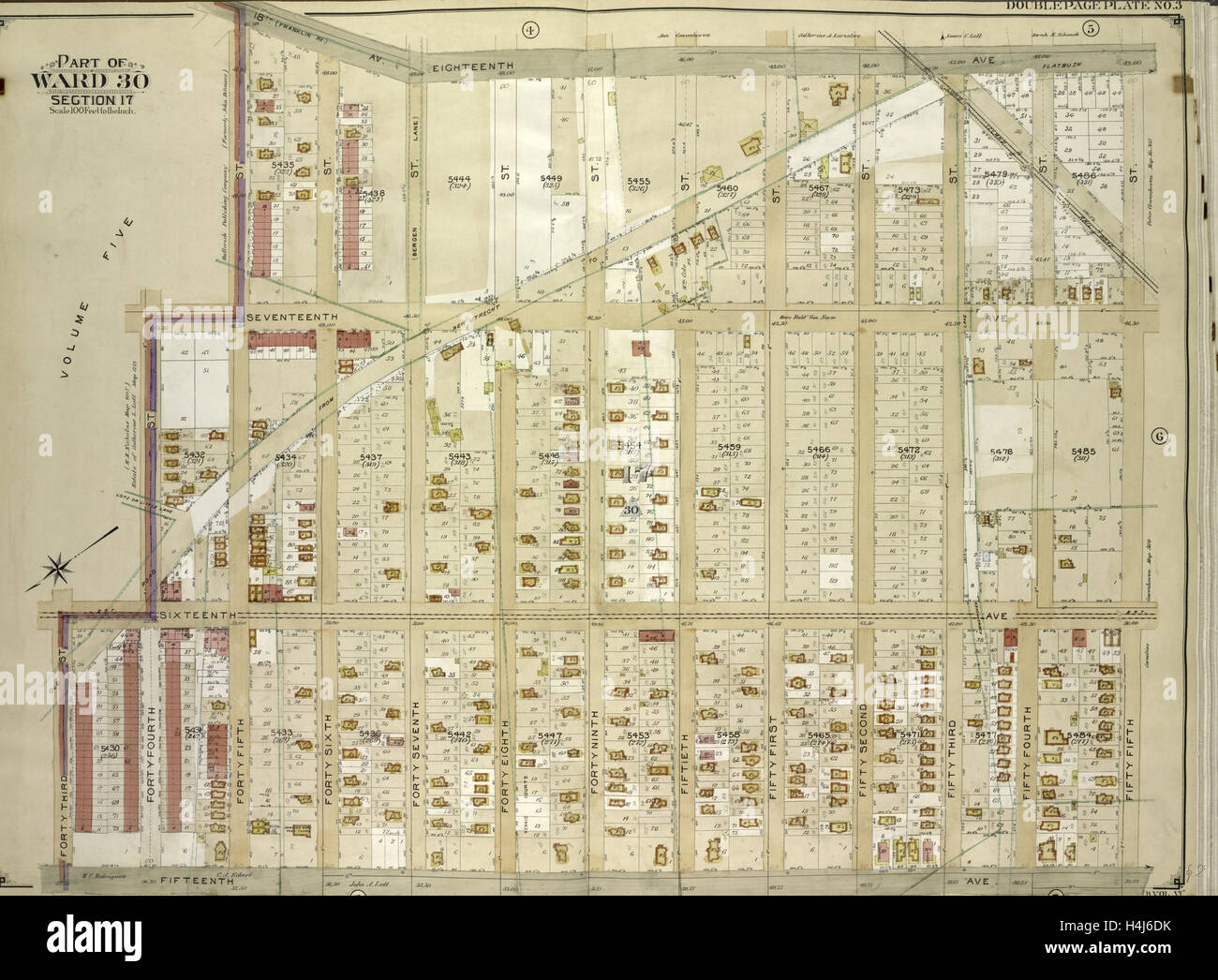 Brooklyn, Vol. 6, Double Page Plate No. 3; Part of Ward 30, Section 17 ...