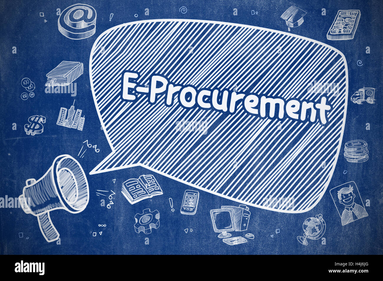 E-Procurement - Cartoon Illustration on Blue Chalkboard Stock Photo - Alamy