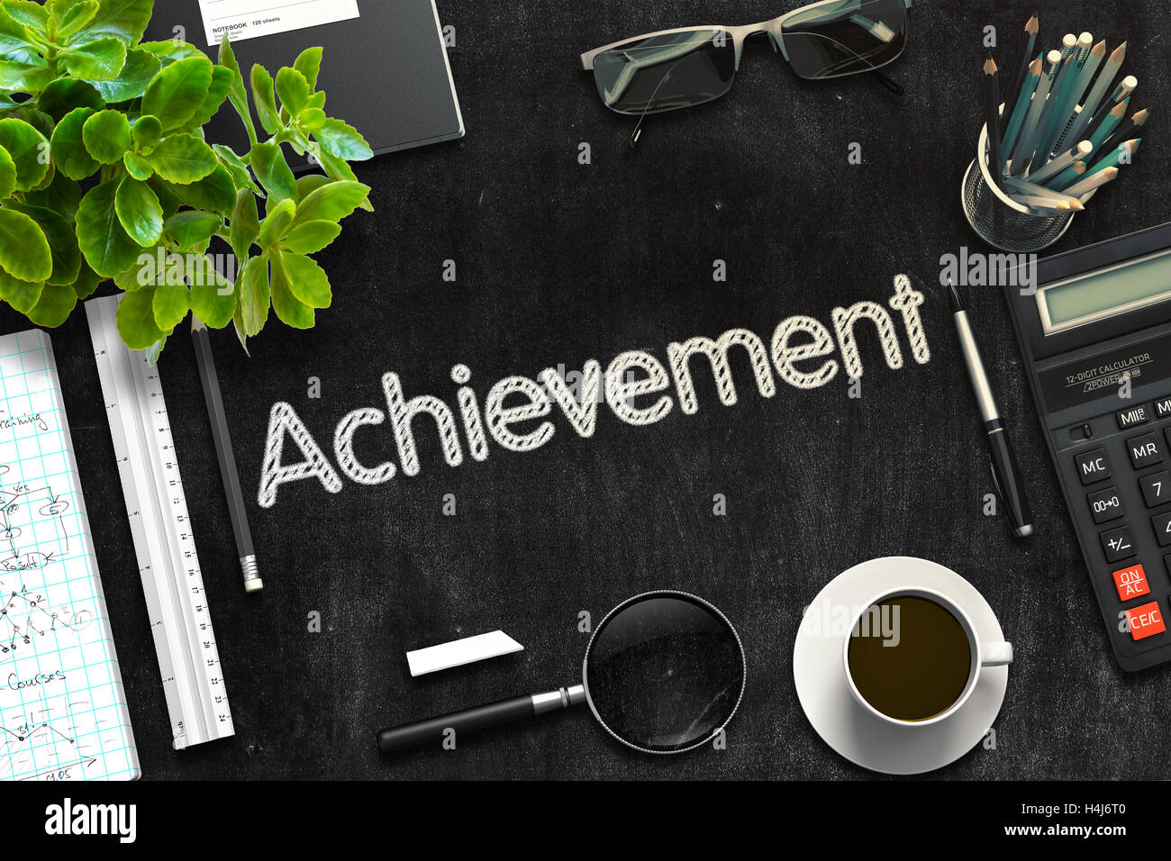 Black Chalkboard with Achievement Concept. 3D Rendering Stock Photo - Alamy
