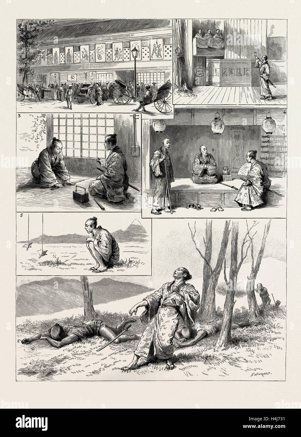 AN AFTERNOON AT THE SHINTONI THEATRE, THE LYCEUM OF TOKYO, JAPAN, 1889 ...