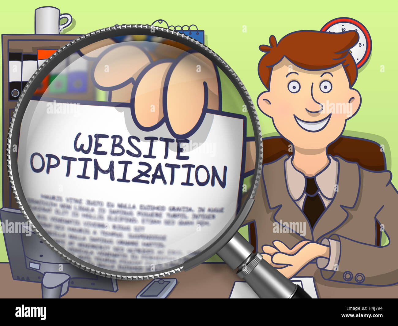 Website Optimization through Magnifier. Doodle Concept Stock Photo - Alamy