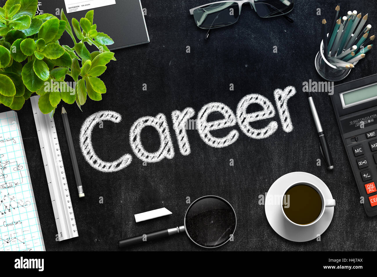 Career on Black Chalkboard. 3D Rendering Stock Photo - Alamy