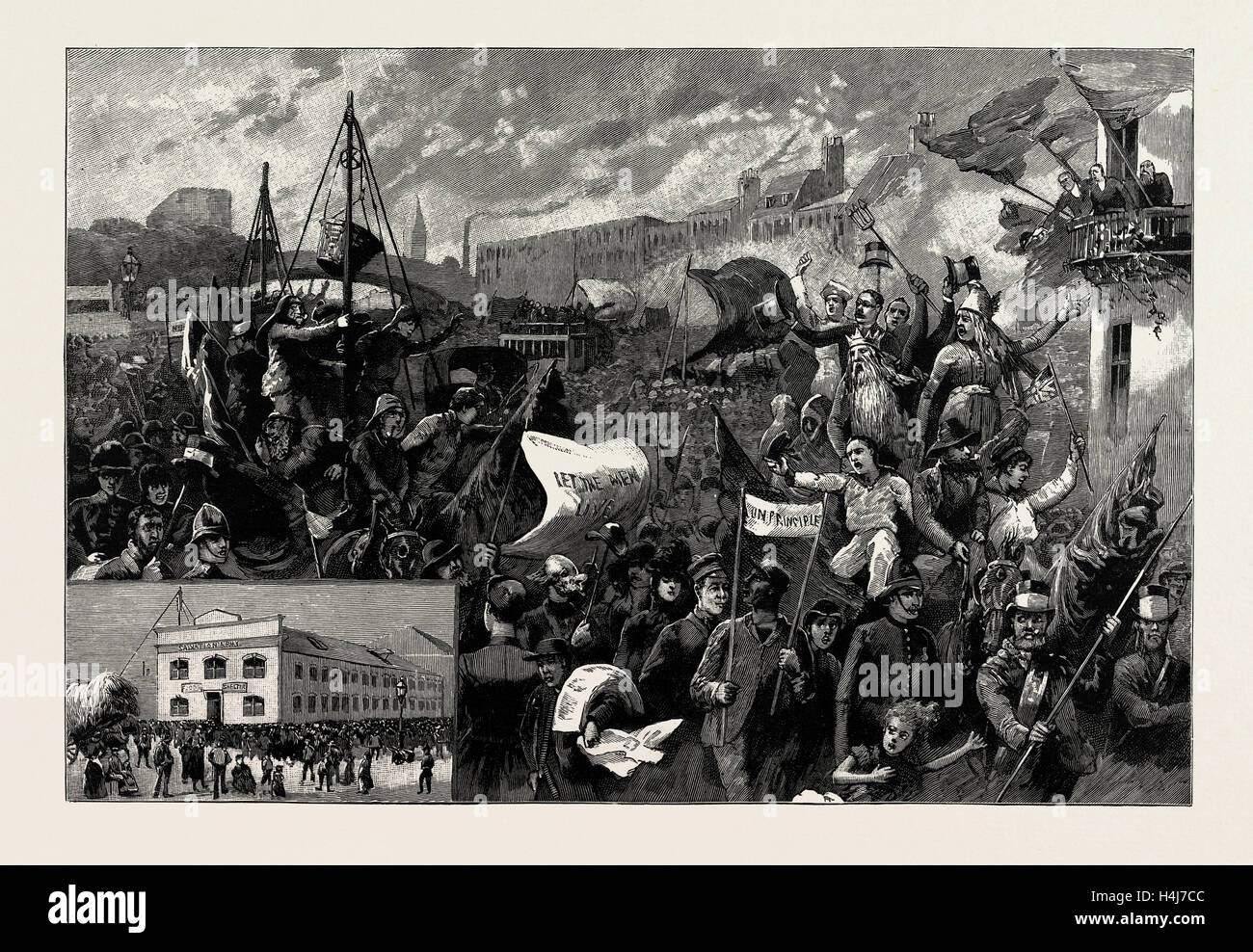 THE GREAT STRIKE OF DOCK LABOURERS AT THE EAST END, LONDON, UK, 1889 ...