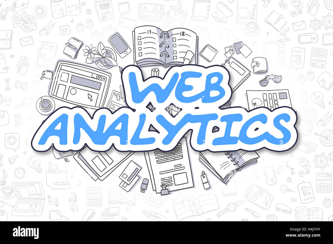 Web Analytics - Cartoon Blue Inscription. Business Concept Stock Photo ...