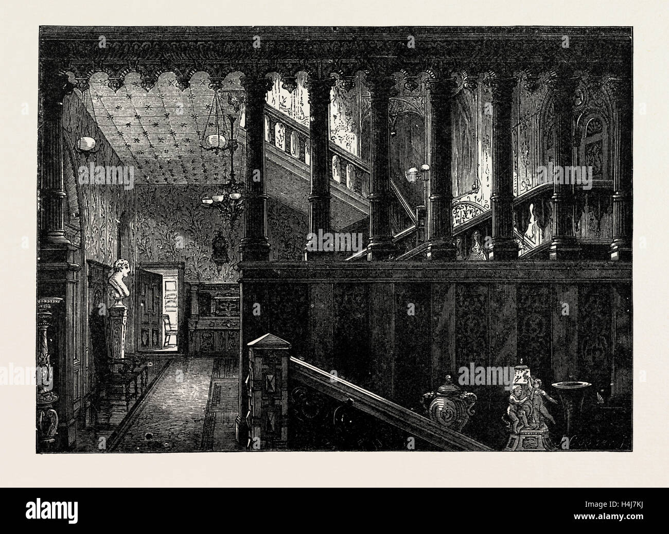 GREAT STAIRCASE, AS SEEN FROM THE INNER HALL, 1889 Stock Photo - Alamy