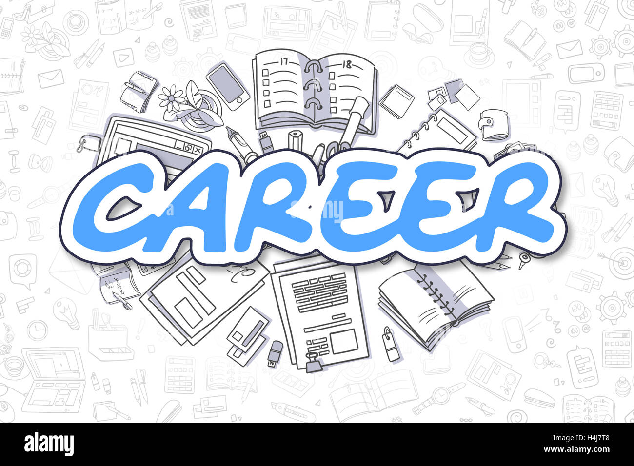 Career - Cartoon Blue Word. Business Concept Stock Photo - Alamy