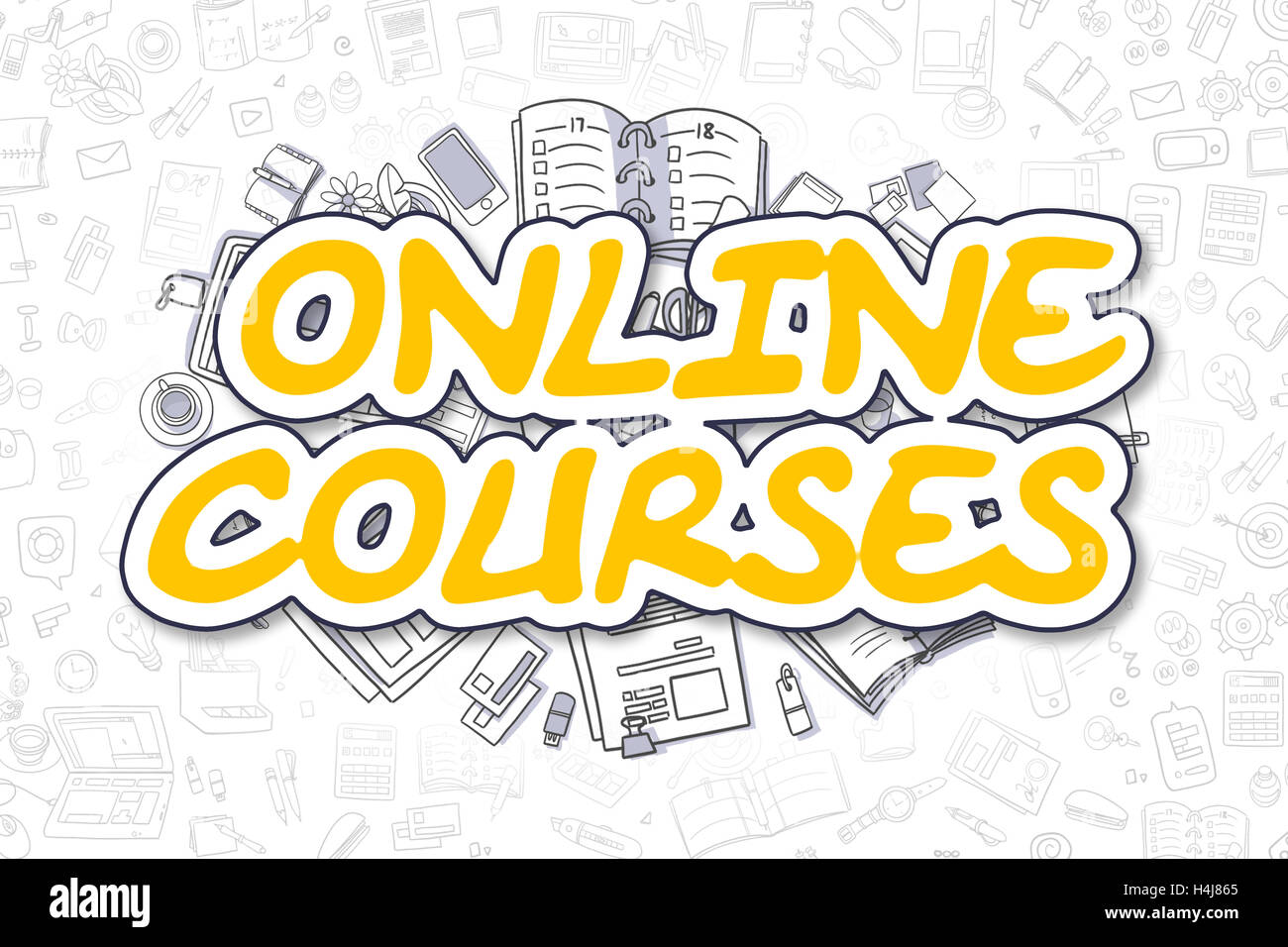Online Courses - Doodle Yellow Text. Business Concept Stock Photo - Alamy