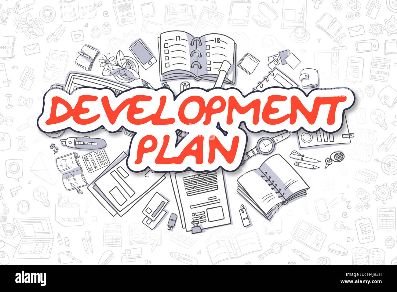 Development Plan - Doodle Red Inscription. Business Concept Stock Photo ...