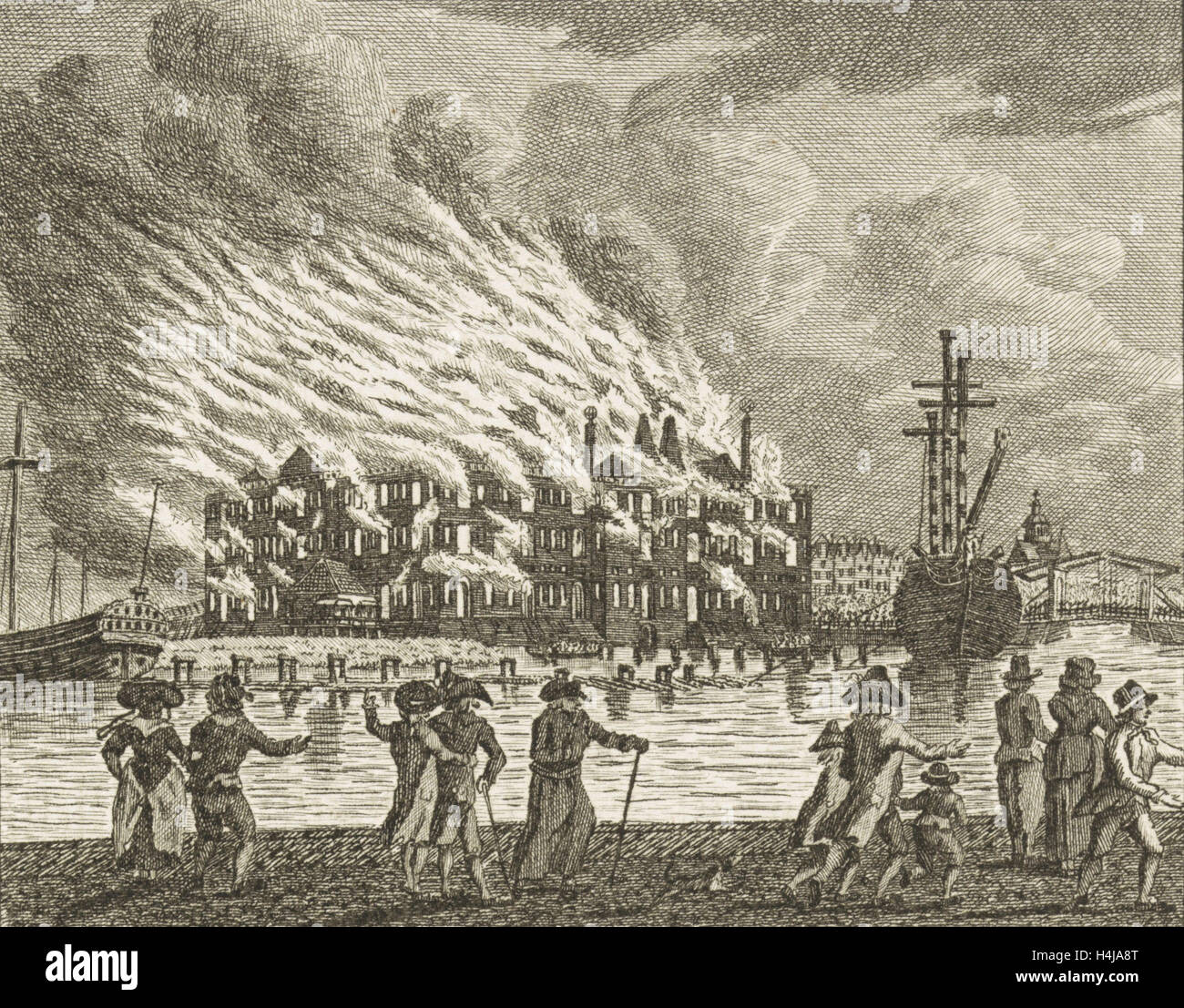 Brand in 's Lands Zeemagazijn, 1791. Jan Lucas van der Beek, 1791 Stock ...