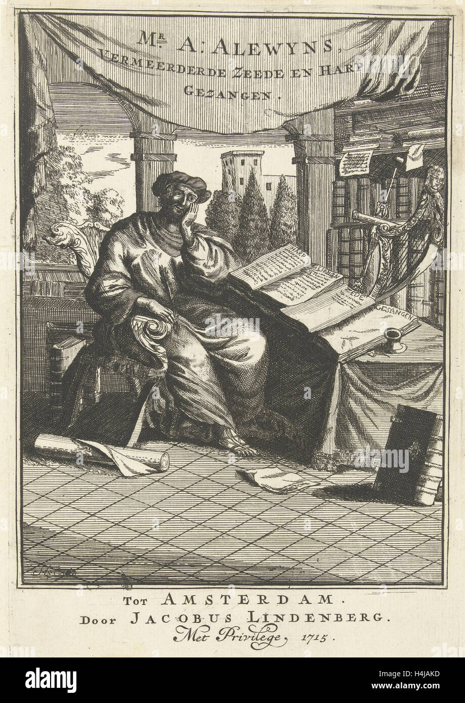 Poet at work, Herman Coets, Jan Luyken, Caspar Luyken, 1715 Stock Photo ...