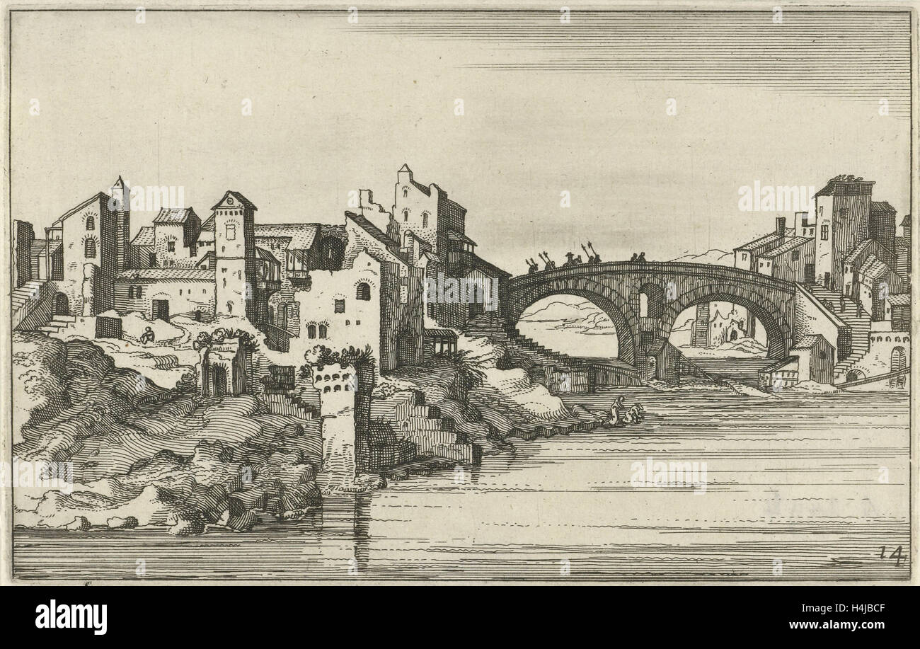 Bridge over the river, Willem van Nieulandt (II), Anonymous, Claes ...