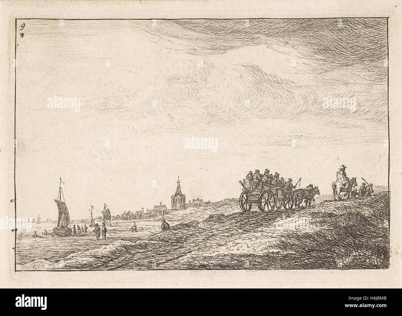 Coastline with horse and carriage, Anthonie Waterloo, 1630 - 1663 Stock ...