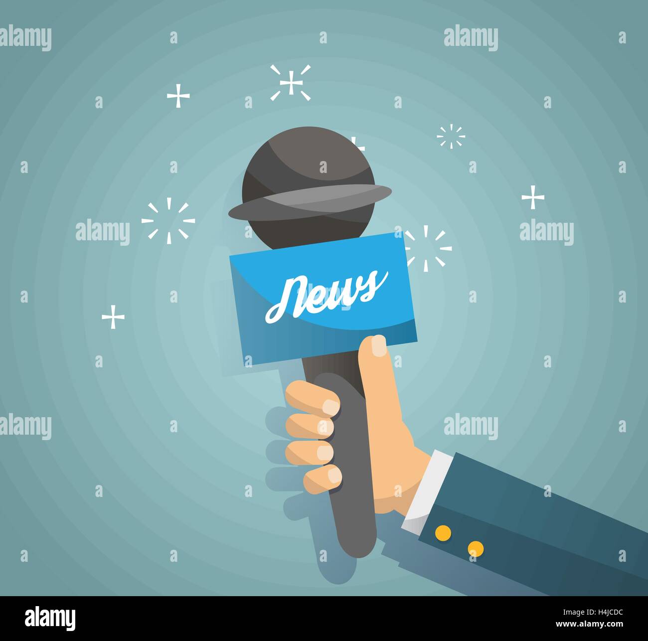 Hand Holding a microphone symbol Journalism man takes someone ...