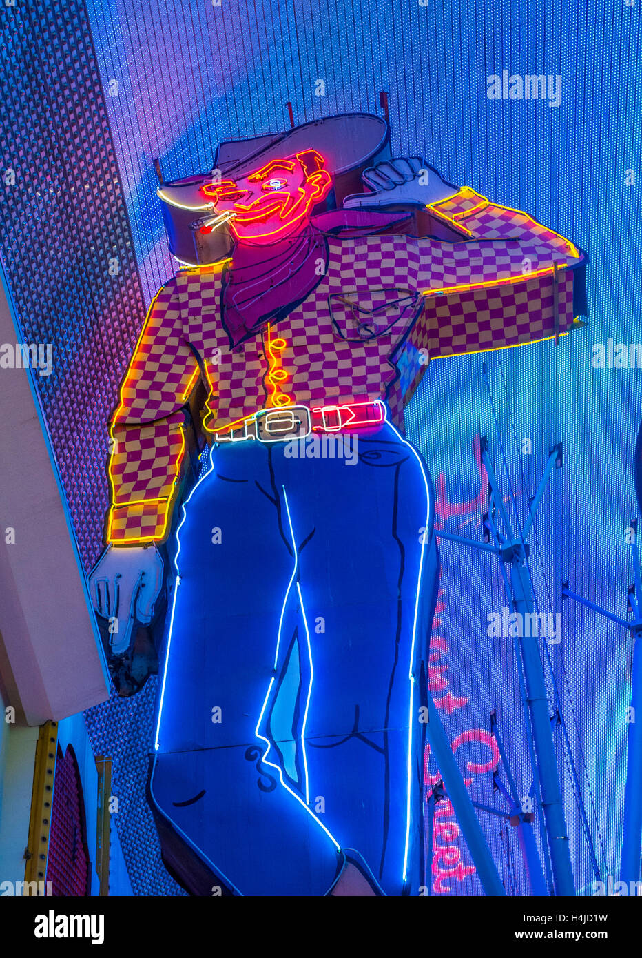 The Las Vegas Vic cowboy neon at the former Pioneer Casino in Las Vegas ...